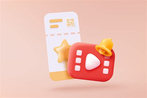 최소 영화관 재생 아이콘이 있는 3d 영화관 영화 극장 및 알림에서 영화 보기 소셜 미디어에서 엔터테인먼트 경고를위한 미디어 필름 3d 시네마 알림 벡터 아이콘 렌더링 그림