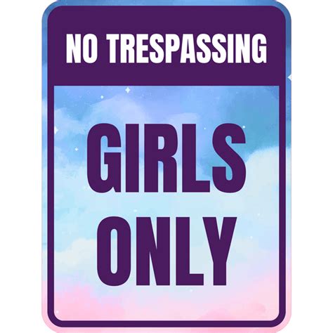 Portrait Round Plus No Trespassing Girls Only Door Or Wall Sign