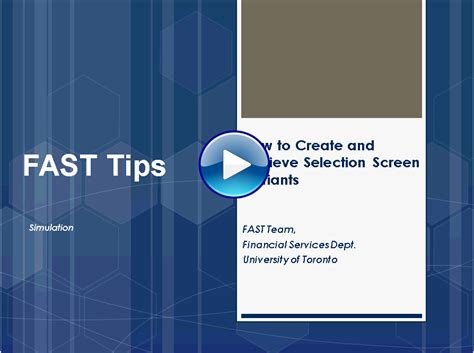 Simulation How To Create And Retrieve Selection Screen Variants Financial Services