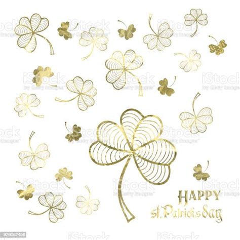 해피 성 패 트 릭의 날 개념 골든 떨어지는 클로버와 디자인 3월에 대한 스톡 벡터 아트 및 기타 이미지 3월 St