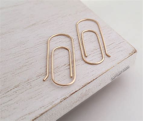 Paperclip Earrings Gold Filled Paper Clip Earrings Trendy Unique Hoop