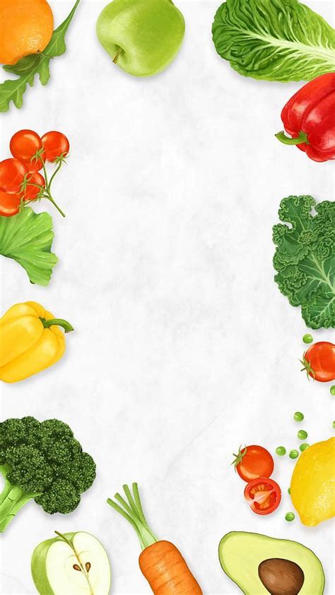Download Premium Image Of Fruits And Vegetables Frame Mobile Wallpaper By