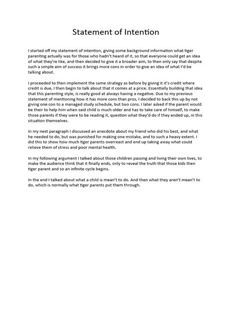 Statement Of Intention Pdf