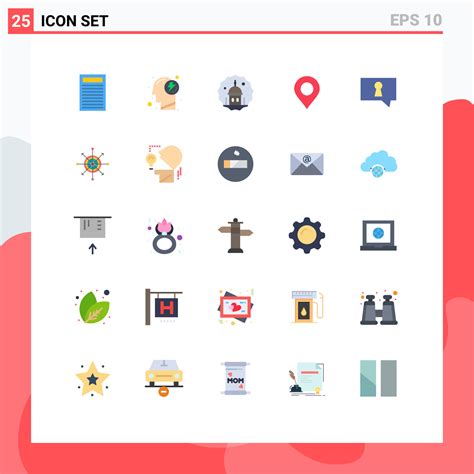 Set Of 25 Modern Ui Icons Symbols Signs For Private World Masjid Pin Map Editable Vector Design