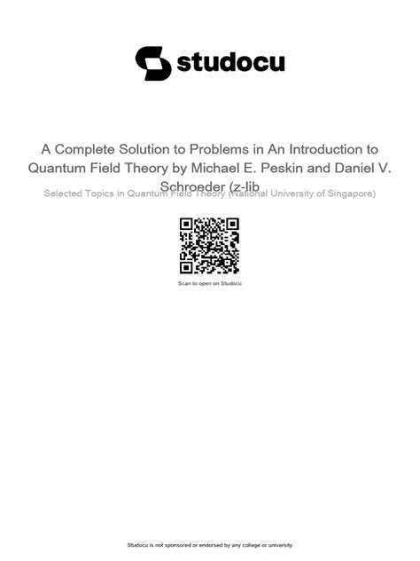a complete solution to problems in an introduction to quantum field