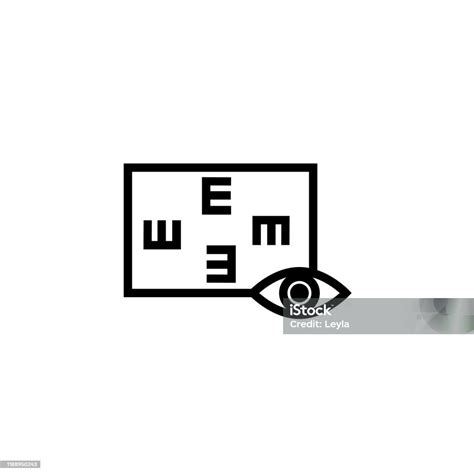 눈 차트 테스트 진단 벡터 아이콘 로고입니다 측정 시력 기호 그림 백색 배경에 고립된 환자를 위한 안과 검사 테이블 광학 분석 기호 개념 로고에 대한 스톡 벡터 아트 및