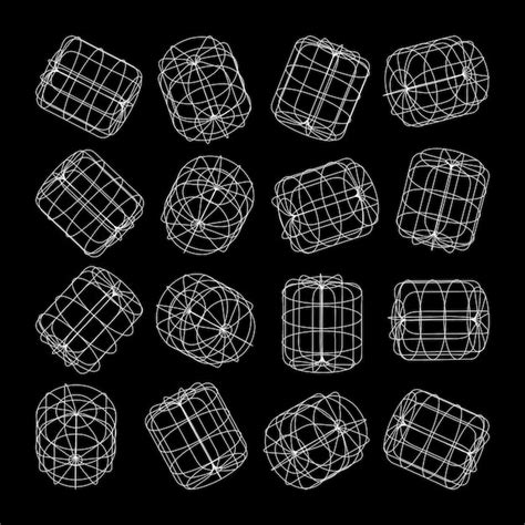 와이어 프레임 라인 된 모양 관점 Mesh D 그리드 낮은 폴리 기하학적 요소 레트로 미래주의 디자인 프리미엄 벡터