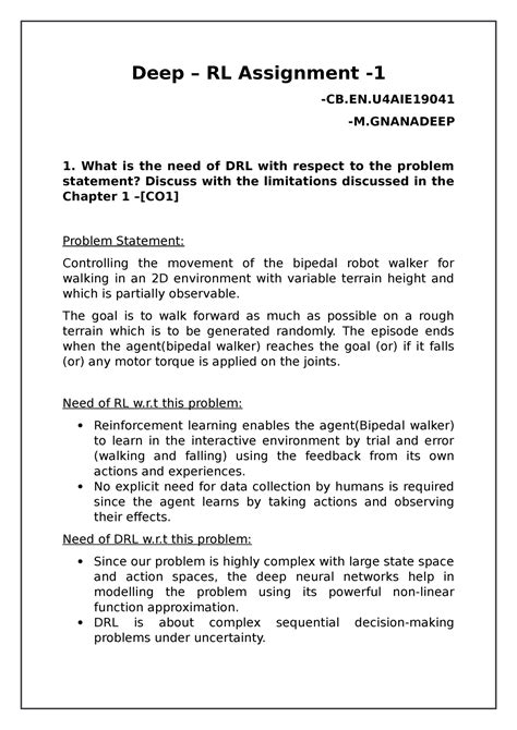 Gnanadeep Manduva DRL A Deep RL Assignment CB EN M What Is The Need Of DRL With
