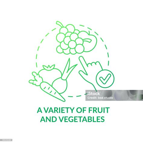 Variety Of Fruit And Vegetables Green Gradient Concept Icon Stock Illustration Download Image
