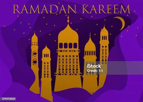 벡터 라마단 카림 카드 모스크 달 별 태양과 구름과 빈티지 종이 배너 거룩한 라마단 소원 동양 스타일의 아랍 장식 이슬람 이슬람 배경입니다 0명에 대한 스톡 벡터 아트 및