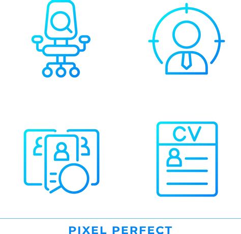 Worker Selection Process Pixel Perfect Gradient Linear Vector Icons Set Job Position Applicant