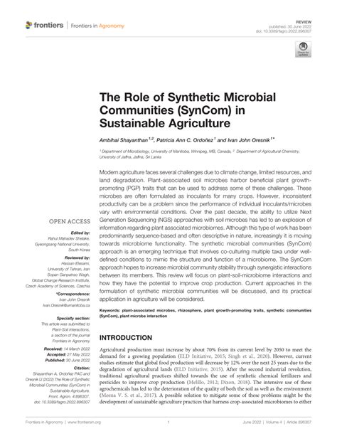 Pdf The Role Of Synthetic Microbial Communities Syncom In