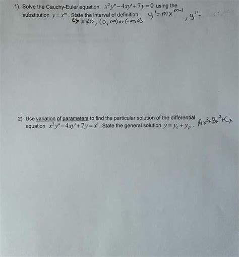[solved] 1 solve the cauchy euler equation x2y4xy 7y