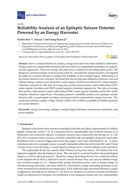 Pdf Reliability Analysis Of An Epileptic Seizure Detector Powered By
