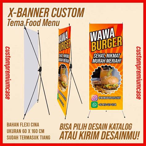 Jual X Banner Custom Bahan Flexi Cina Custom Tema Food Menu Menu Makanan Ukuran 60 X 160 CM