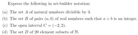 solved express the following in set builder notation a