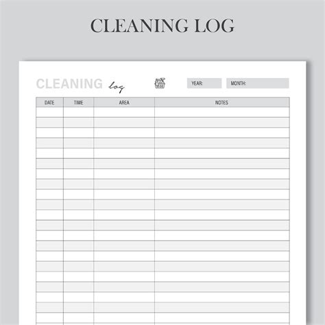 Printable Cleaning Log Cleaning Tracker Cleaned House Keeping Cleaning Template Us A4
