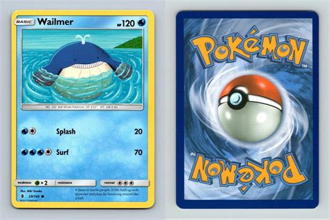 Wailmer Evolution Card Water Type Complete Evolution Card Set Pokemon