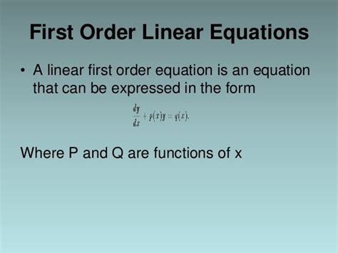 First Order Linear Differential Equation