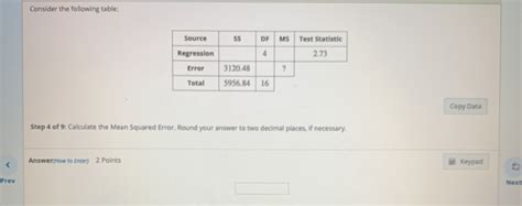 solved consider the following table source ss df ms test
