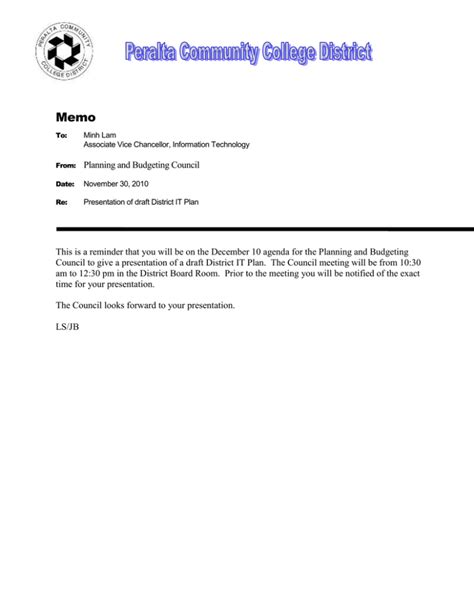 Memo Planning And Budgeting Council