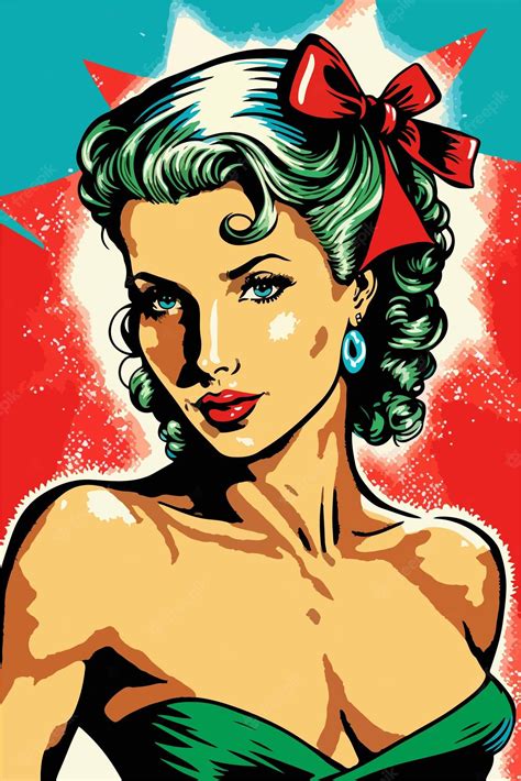 Premium Vector Sexy Pop Art Santa Girl Pin Up Santa Girlvector