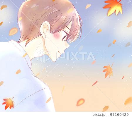 幸せそうな男性 秋 紅葉のイラスト素材 95160429 Pixta