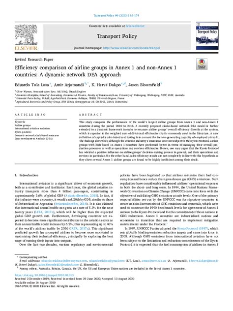 Pdf Efficiency Comparison Of Airline Groups In Annex 1 And Non Annex 1 Countries A Dynamic