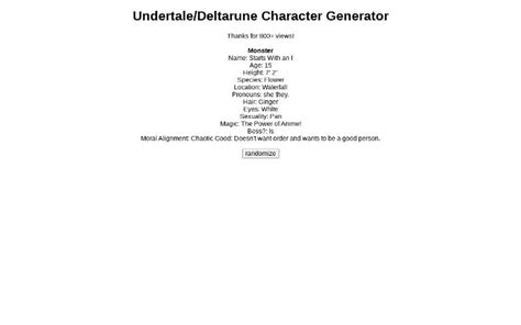 Undertale Deltarune Character Generator