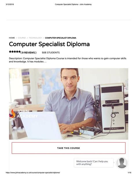 computer specialist diploma john academy computer skills diploma