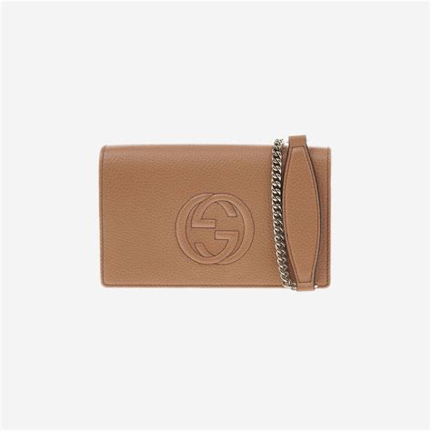 구찌 소호 체인 지갑 로즈 베이지 Gucci Kream