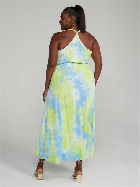 Plus Size Tie Dye Halter Style Maxi Dress Fashion To Figure