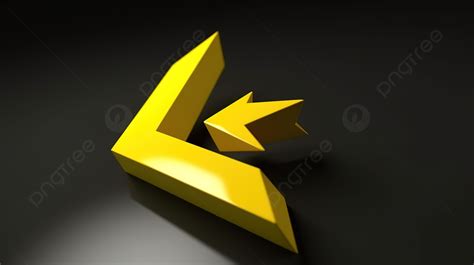 아이콘 이미지로 렌더링된 방향 이동을 상징하는 노란색 3d 화살표 윤곽선 화살표 버튼 다음 버튼 화살표 기호 배경 일러스트