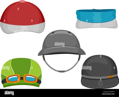 Illustration Featuring Different Types Of Caps Worn By Athletes Stock Photo Alamy