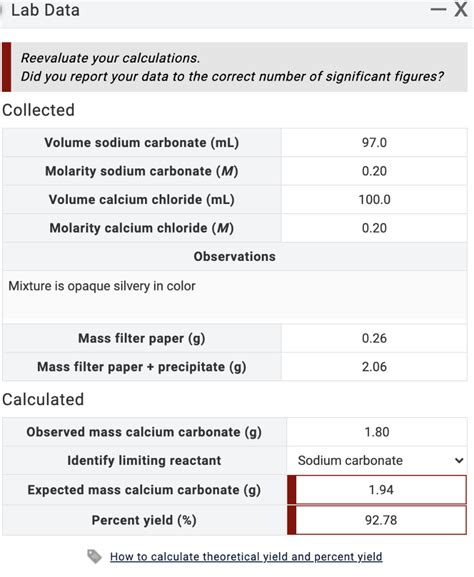 solved lab data x reevaluate your calculations did you