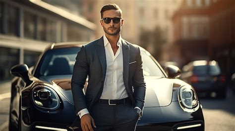 Premium Photo Professional Driver Near Luxury Car