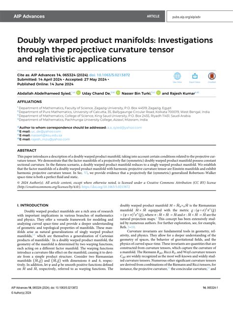 Pdf Doubly Warped Product Manifolds Investigations Through The Projective Curvature Tensor
