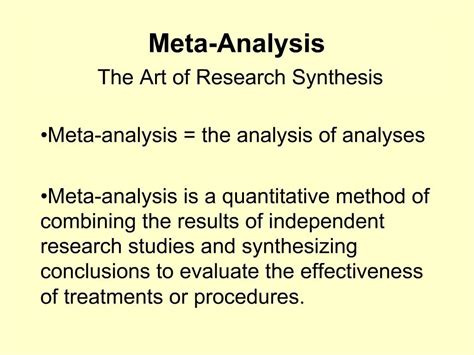 Ppt Meta Analysis The Art Of Research Synthesis Powerpoint