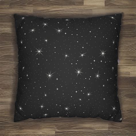 Black Celestial Pillow With White Stars Starry Night Sky