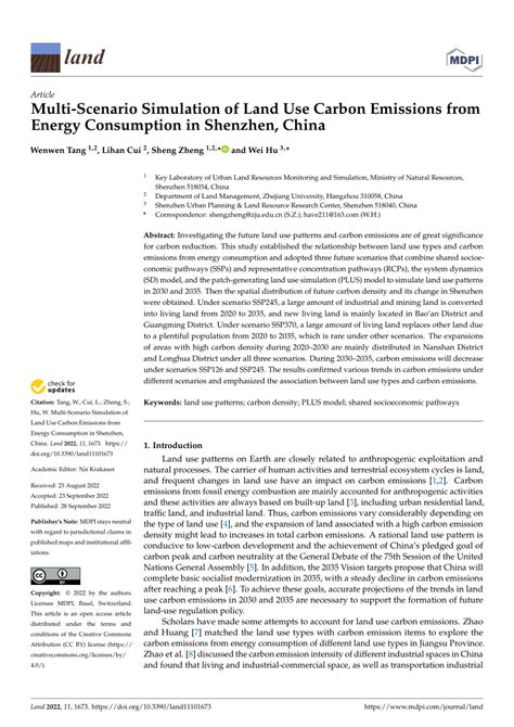 Pdf Multi Scenario Simulation Of Land Use Carbon Emissions From
