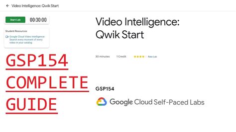 Video Intelligence Qwik Start GSP YouTube