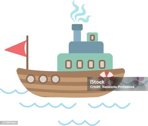 파도에 항해하는 요트의 벡터 그림 아동 도서 벡터 어린이 그림입니다 인쇄할 준비가 되었습니다 색칠 공부 페이지 스티커 어린이를 위한 디자인 선박에 대한 스톡 벡터 아트 및