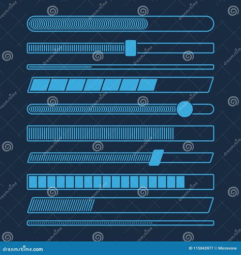Progress Bar Set Loading Status Bar Web Indicator Process Download Step By Step Stock