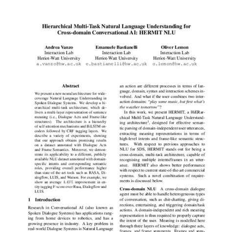 hierarchical multi task natural language understanding for cross domain