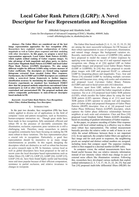 Pdf Local Gabor Rank Pattern Lgrp A Novel Descriptor For Face