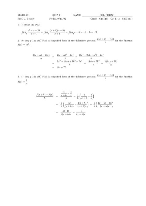 Quiz 3 Solved Calculus For Business And Social Science Math 211