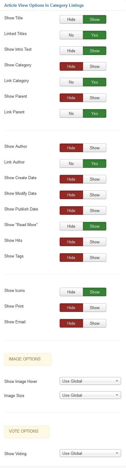 How To Configure Options In Categories
