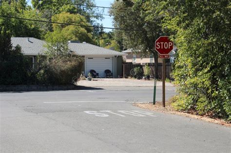Intersection With Stop Sign Photo On A Sunny Day Stock Image Image