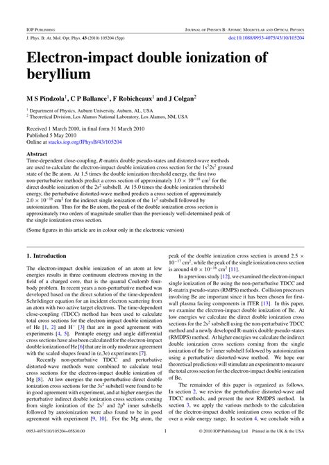 Pdf Electron Impact Double Ionization Of B
