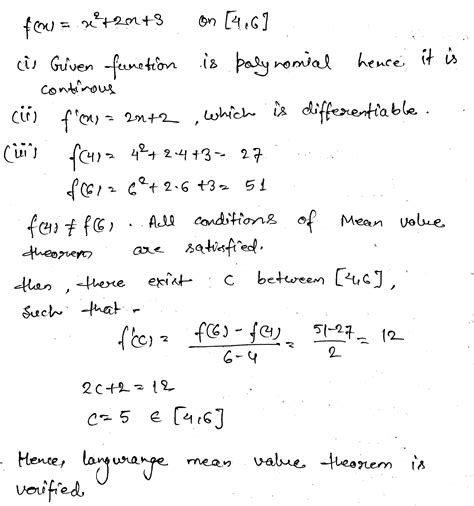 Verify Lagranges S Mean Value Theorem For The Following Function F X X X On